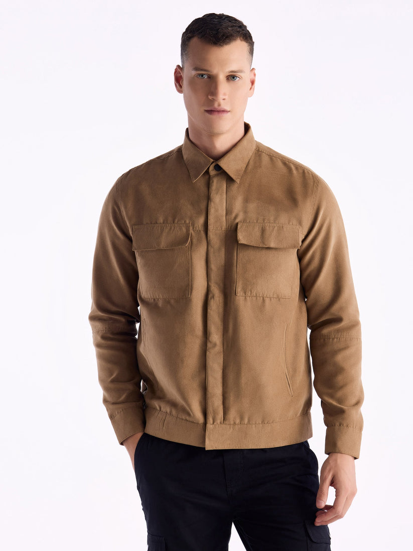 Buy Khaki Suede Jacket for Men Online - Red Flame